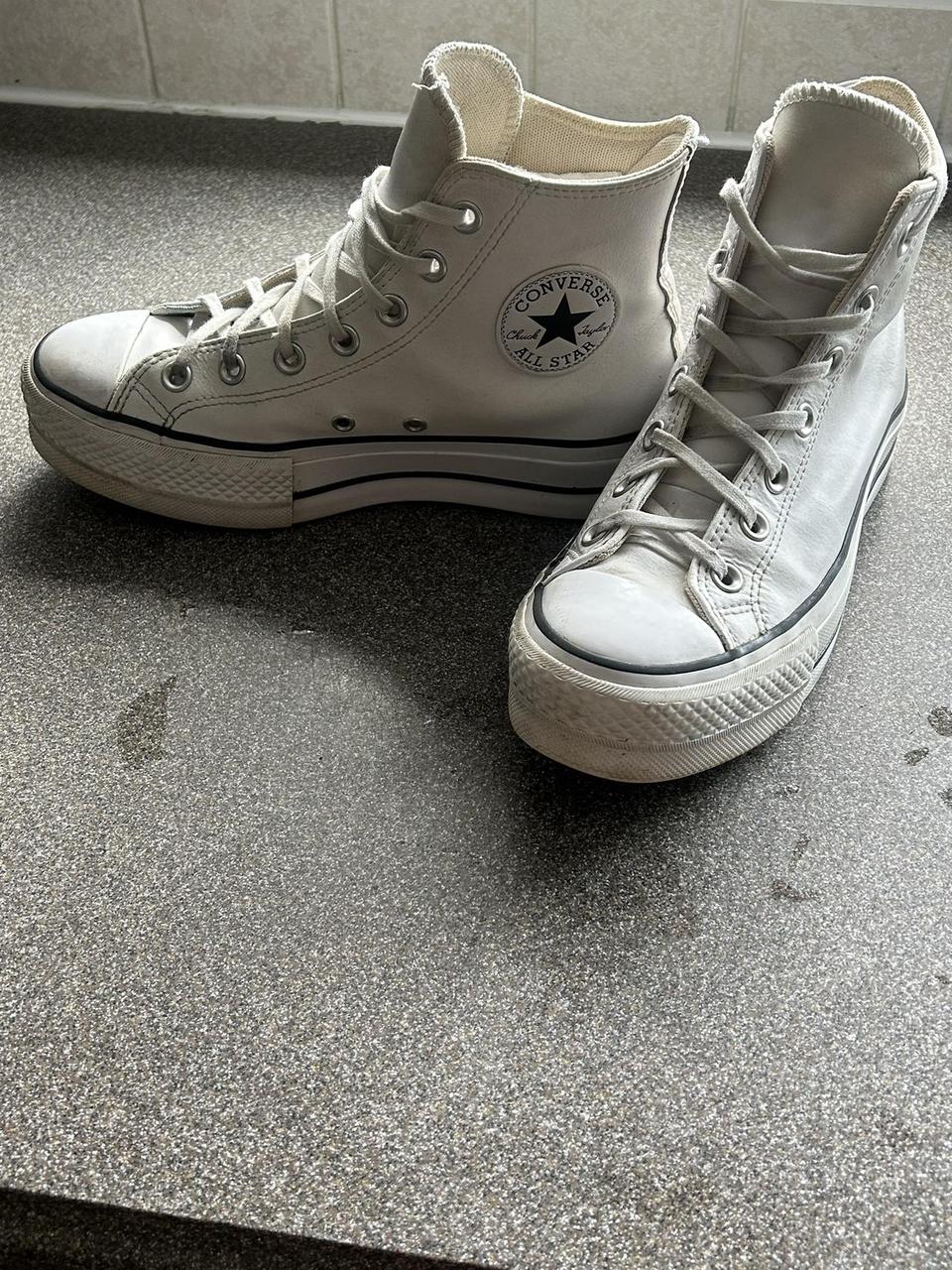White platform converse cute with any outfit!... - Depop