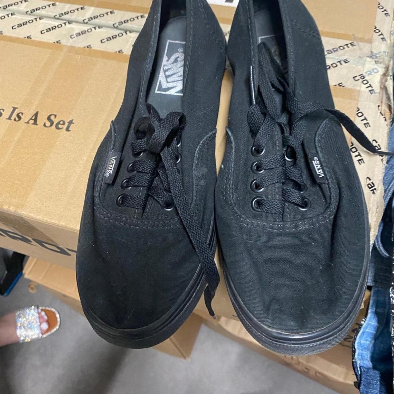 Vans size 7 women black. Worn and good condition. - Depop