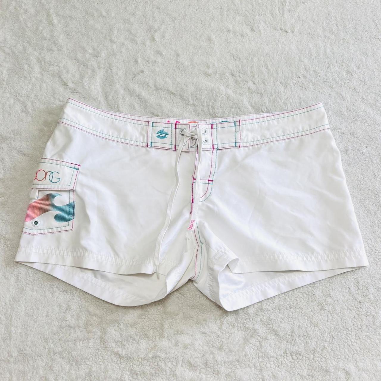 Vintage Y2k Billabong white micro mini swim shorts... | Depop
