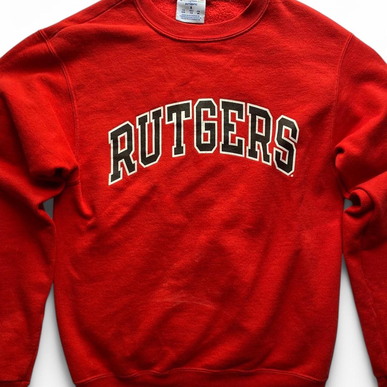 Red and black Rutgers University crewneck sweatshirt... | Depop