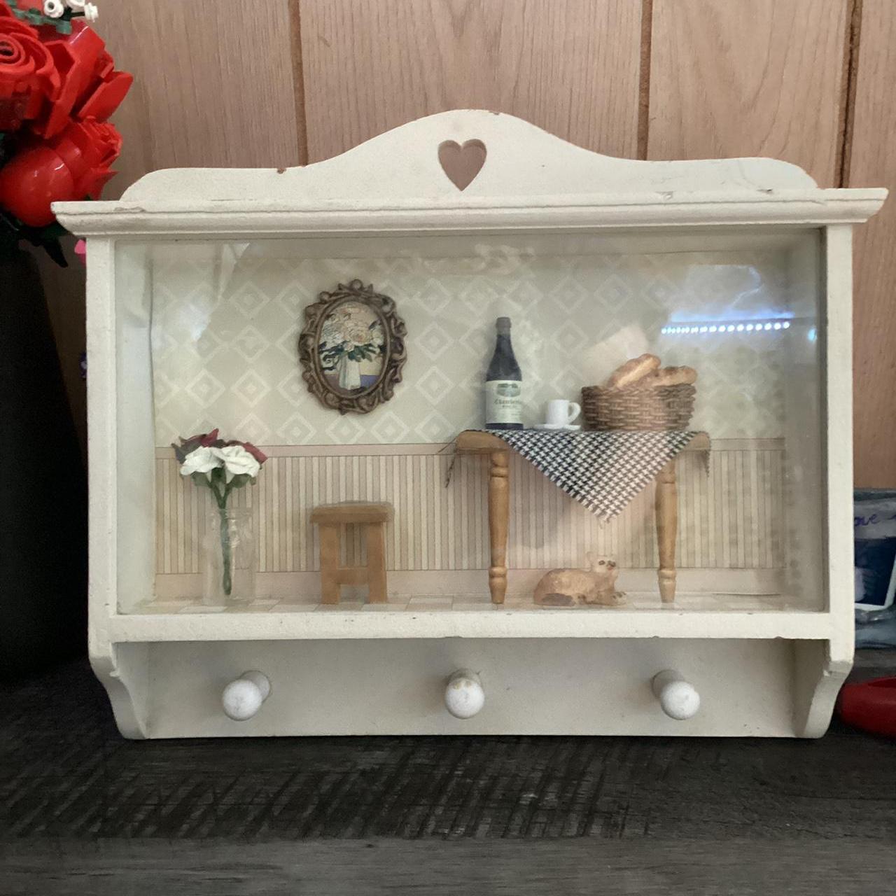 Vintage Cute white miniature shelf with heart and... - Depop