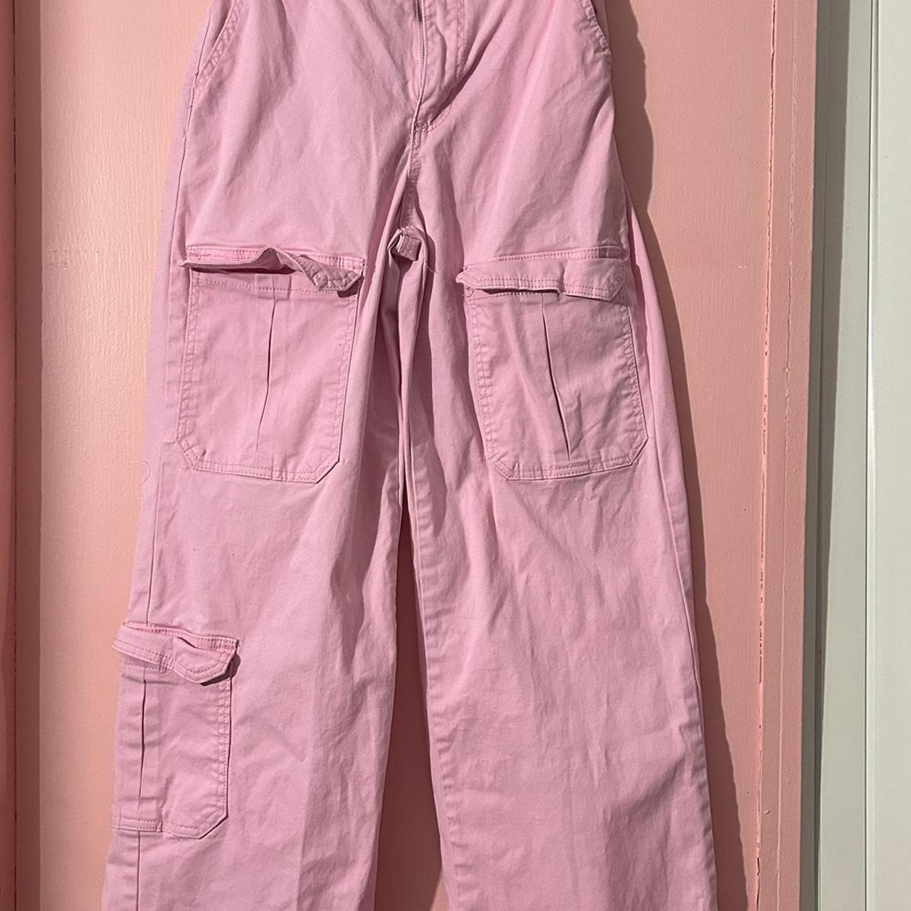 Pink cargo pants, used only once. - Depop