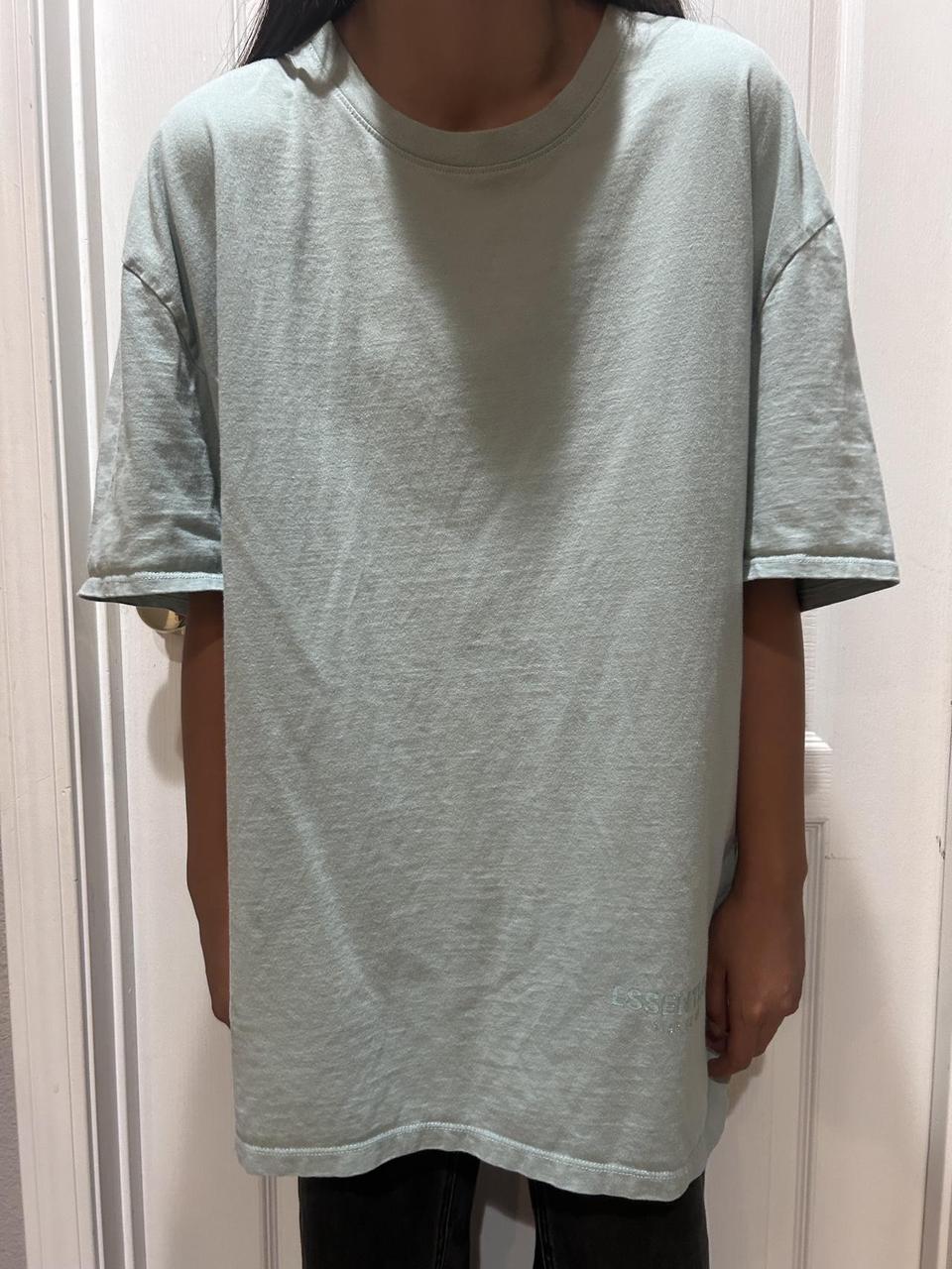 fear of god essentials light blue t-shirt size L |... - Depop