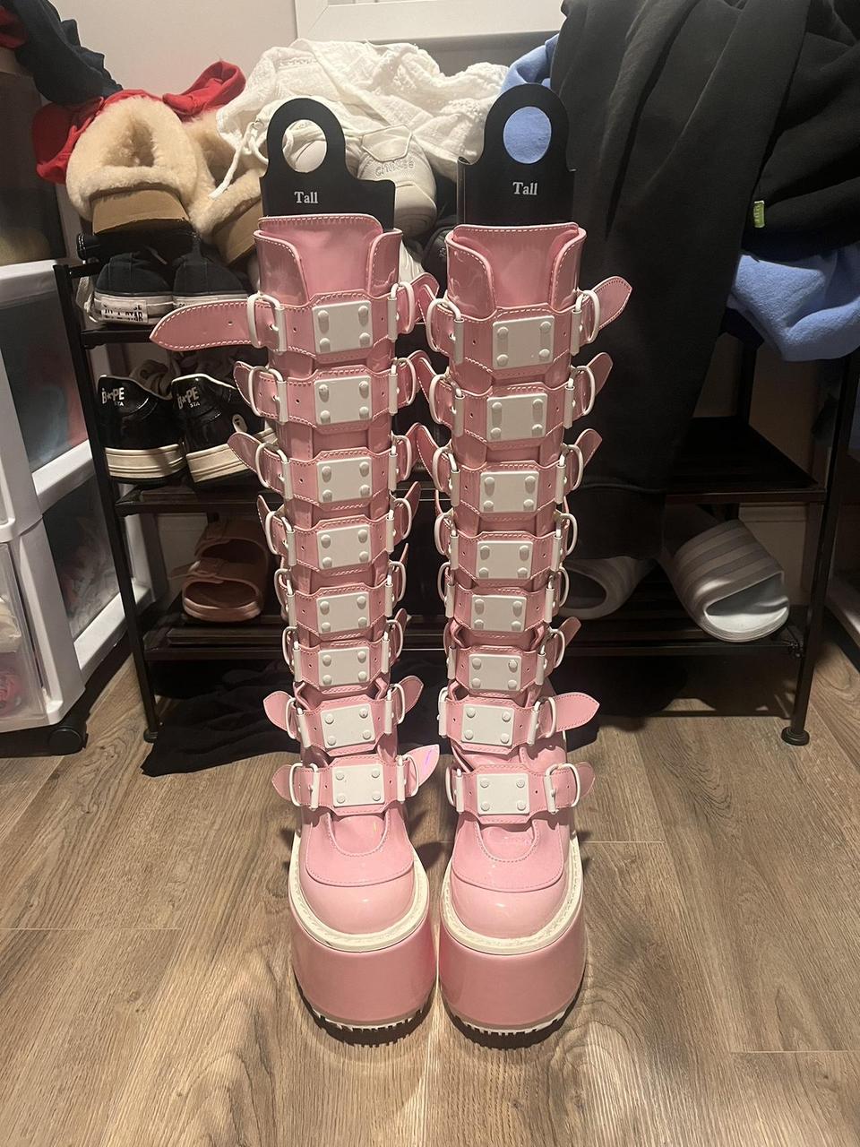 pink demonias, only worn once, originally $125... - Depop