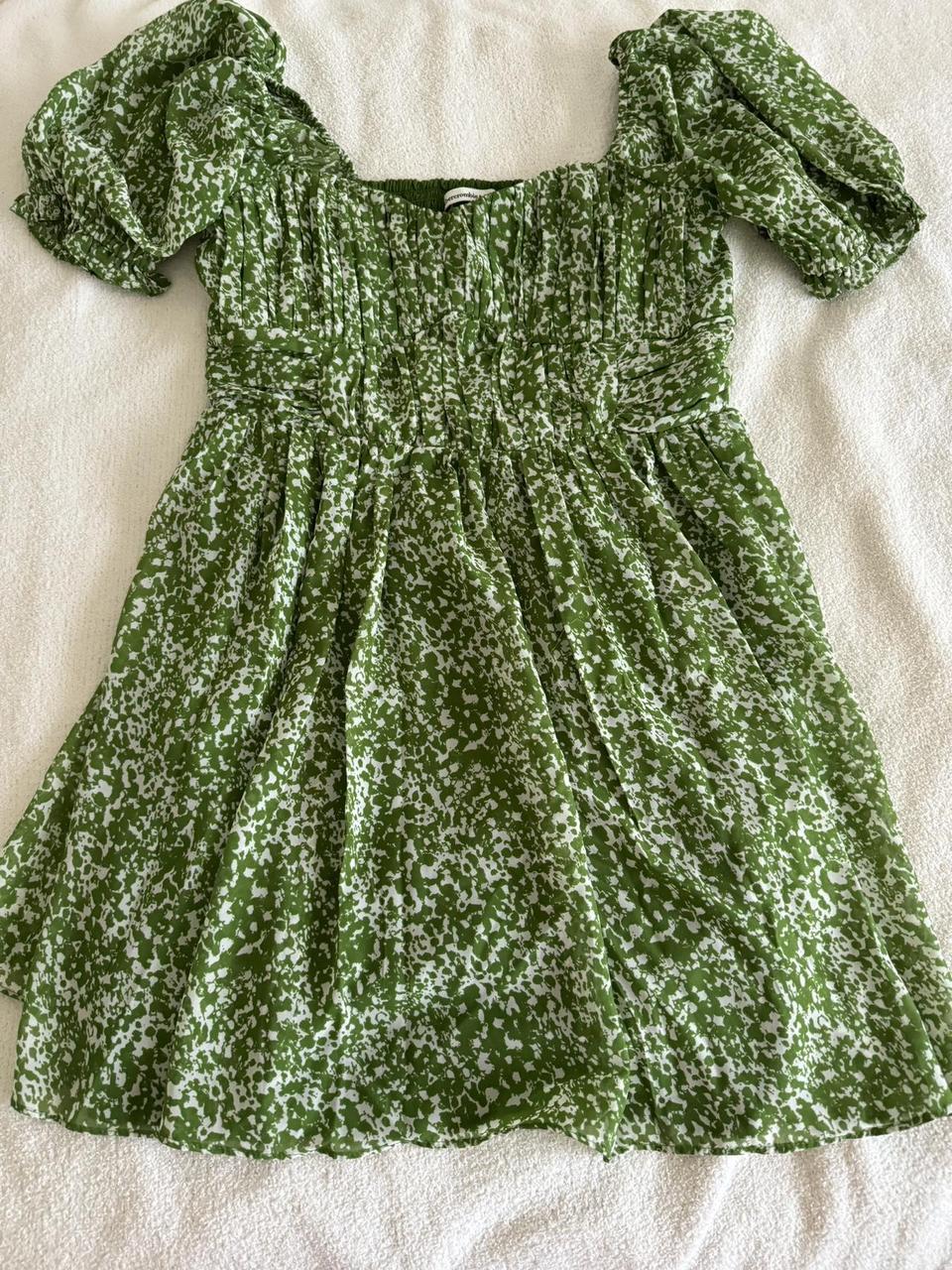 Abercrombie & Fitch green dress - puff sleeve -... - Depop