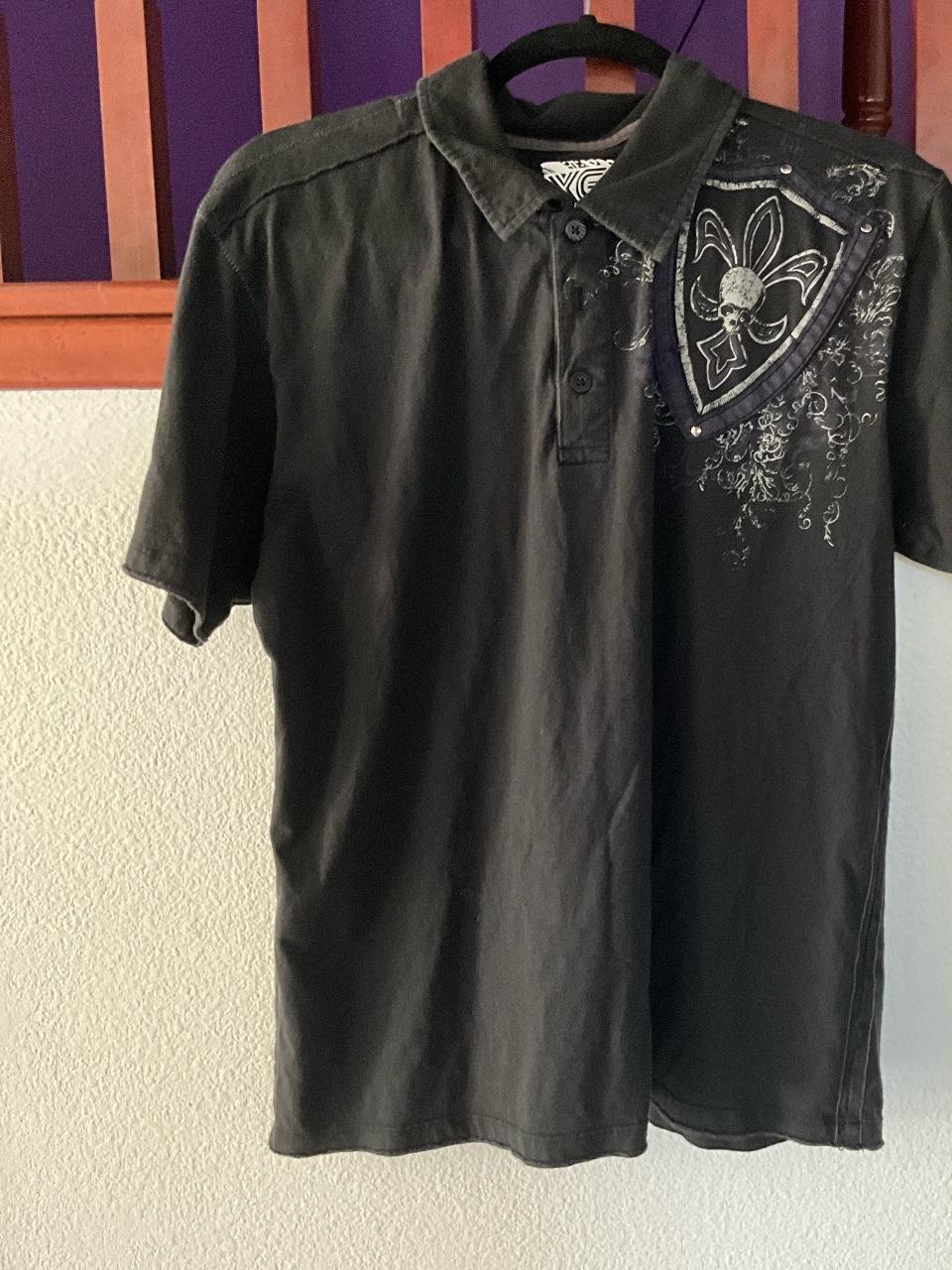 y2k cyberpunk emo goth polo xl fits like Large - Depop