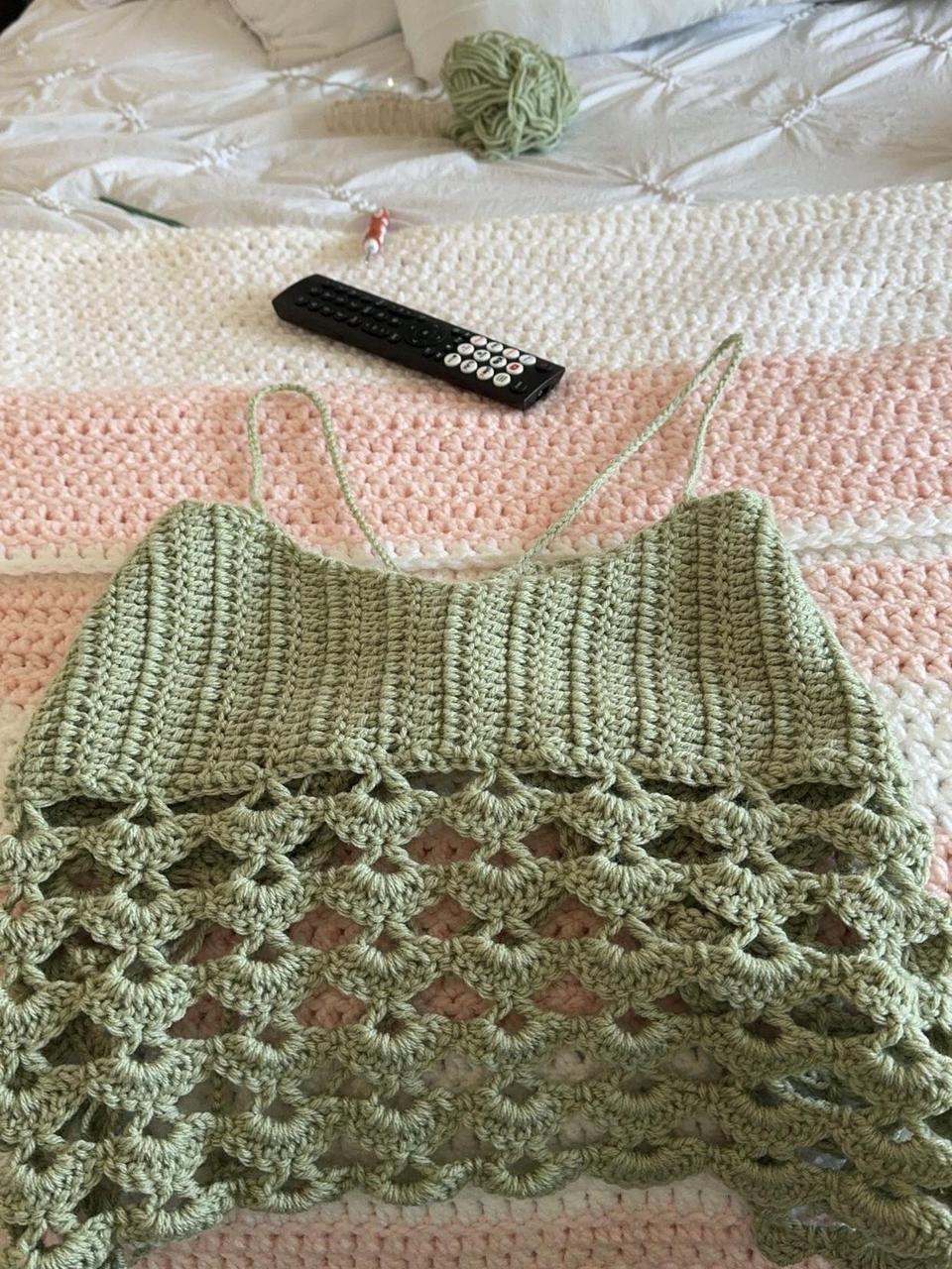 Crochet custom made seashell summer top - Depop