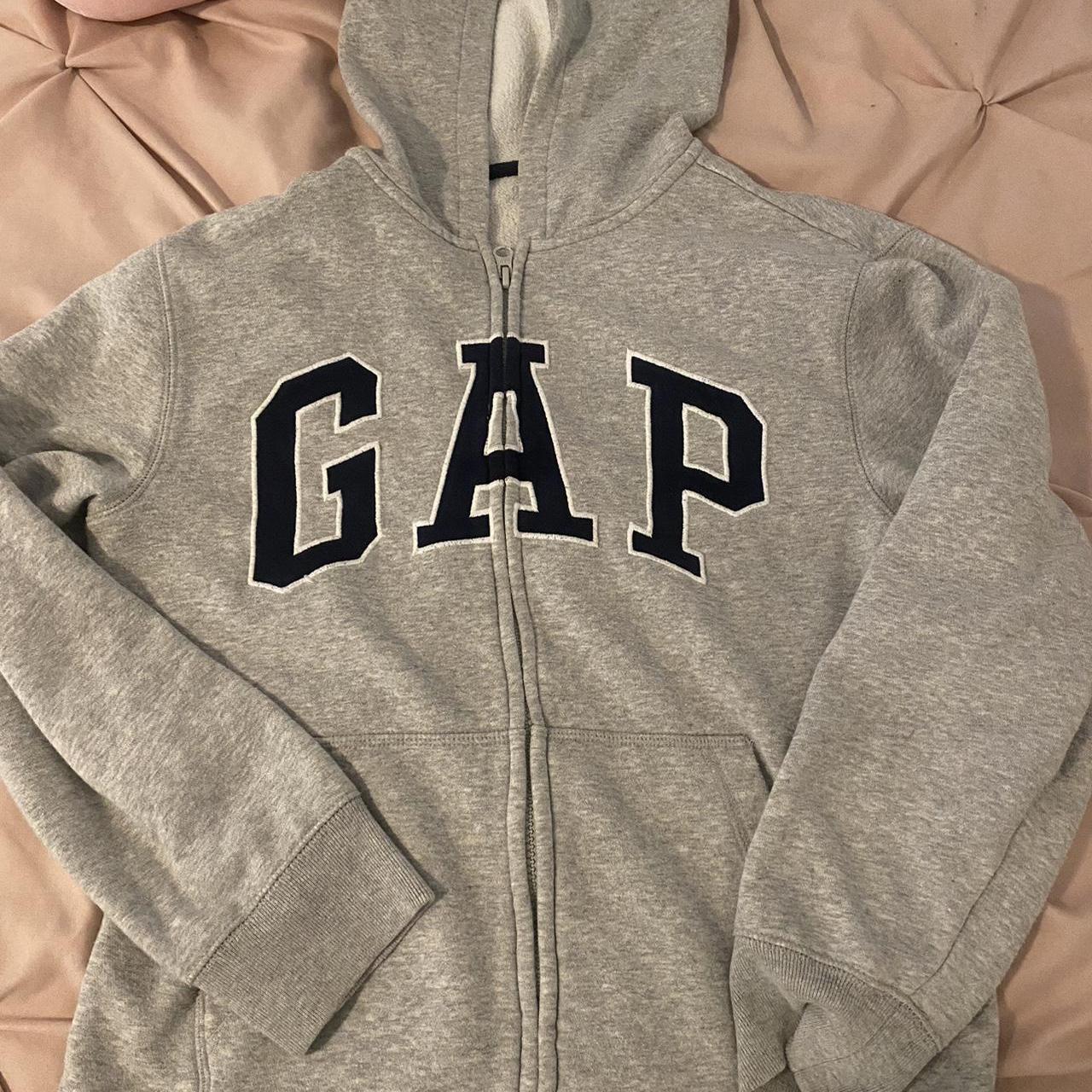 Grey Gap full zip hoodie Xs - Depop