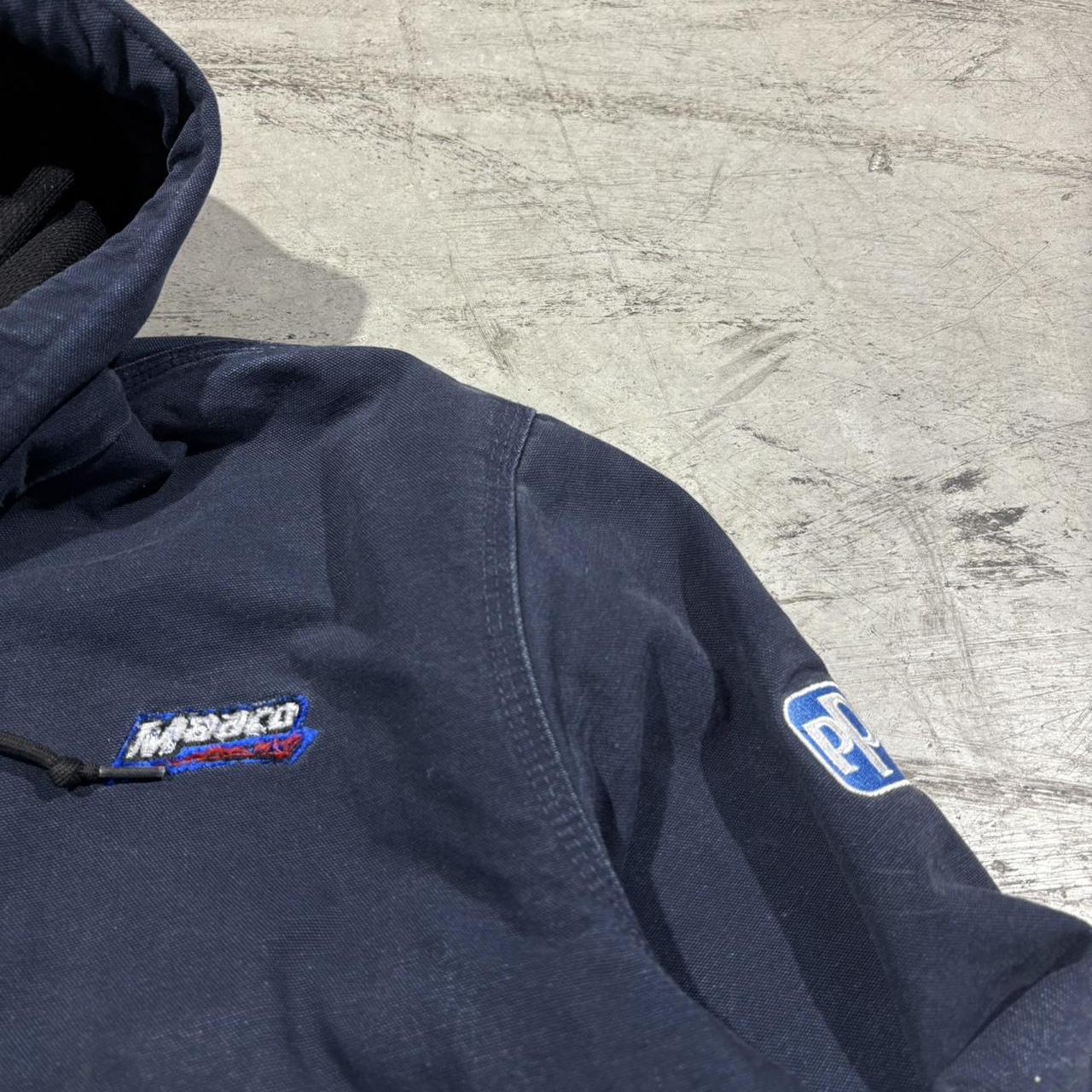 NAVY BLUE CARHARTT FULL ZIP HOODED WORKWEAR JACKET... | Depop