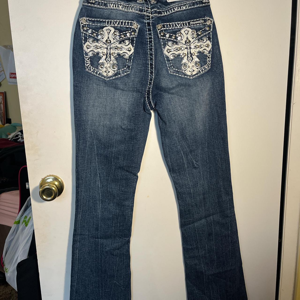Cross bedazzled bootcut jeans - brand answer me -... | Depop