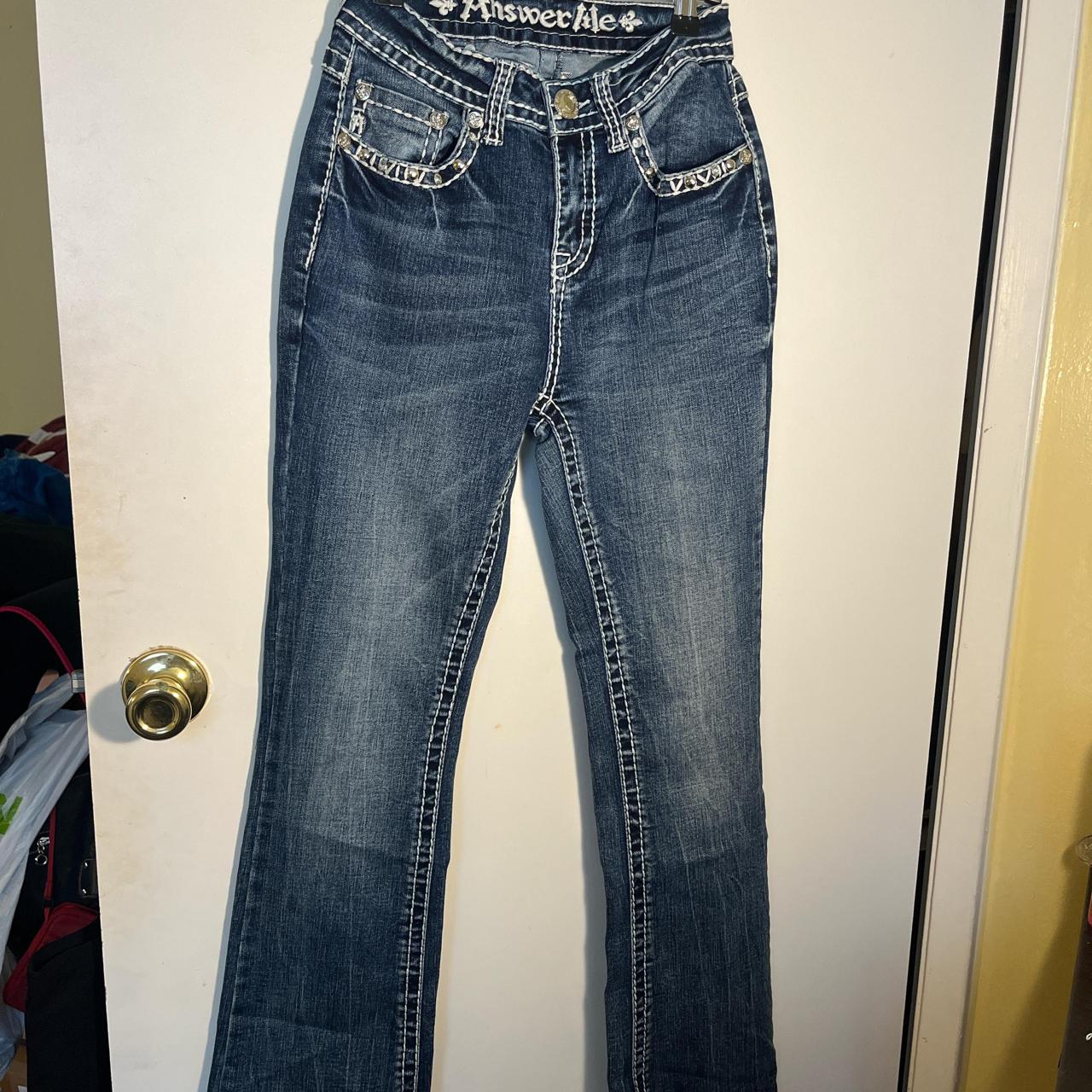 Cross bedazzled bootcut jeans - brand answer me -... | Depop