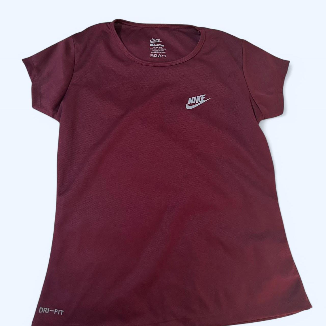 Burgundy Nike Dri Fit short sleeve compression... | Depop