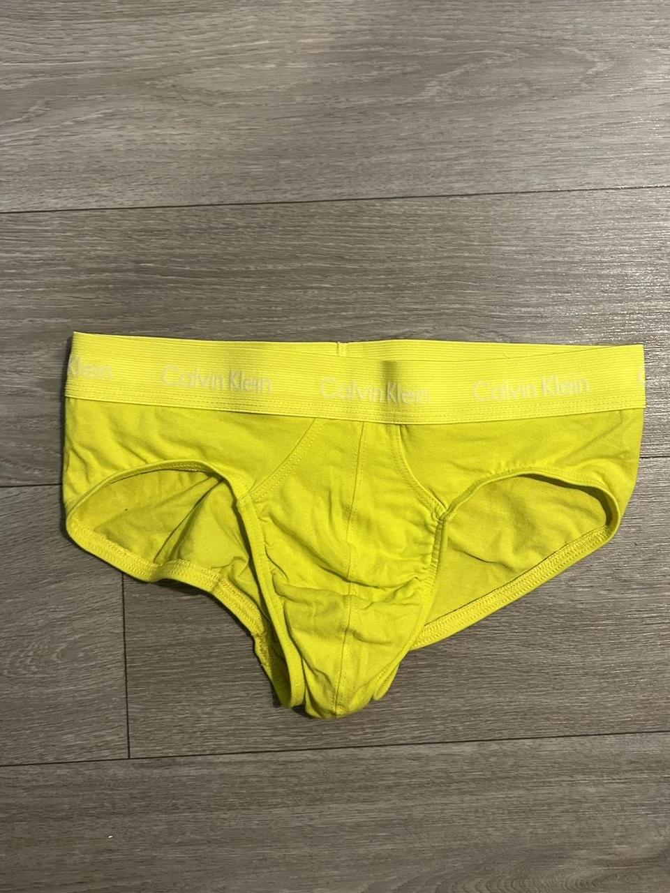 Calvin Klein Neon Yellow Briefs - Depop