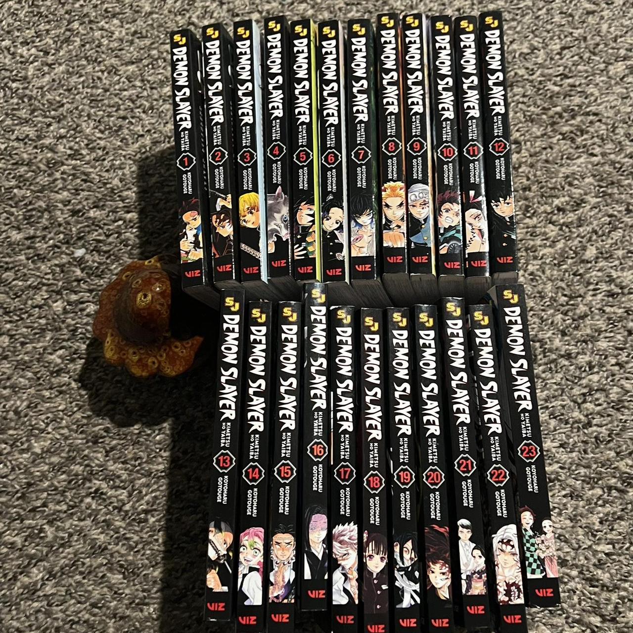 23 full set Demon Slayer manga volumes - black and... - Depop
