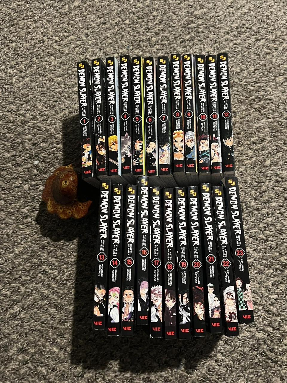 23 full set Demon Slayer manga volumes - black and... - Depop
