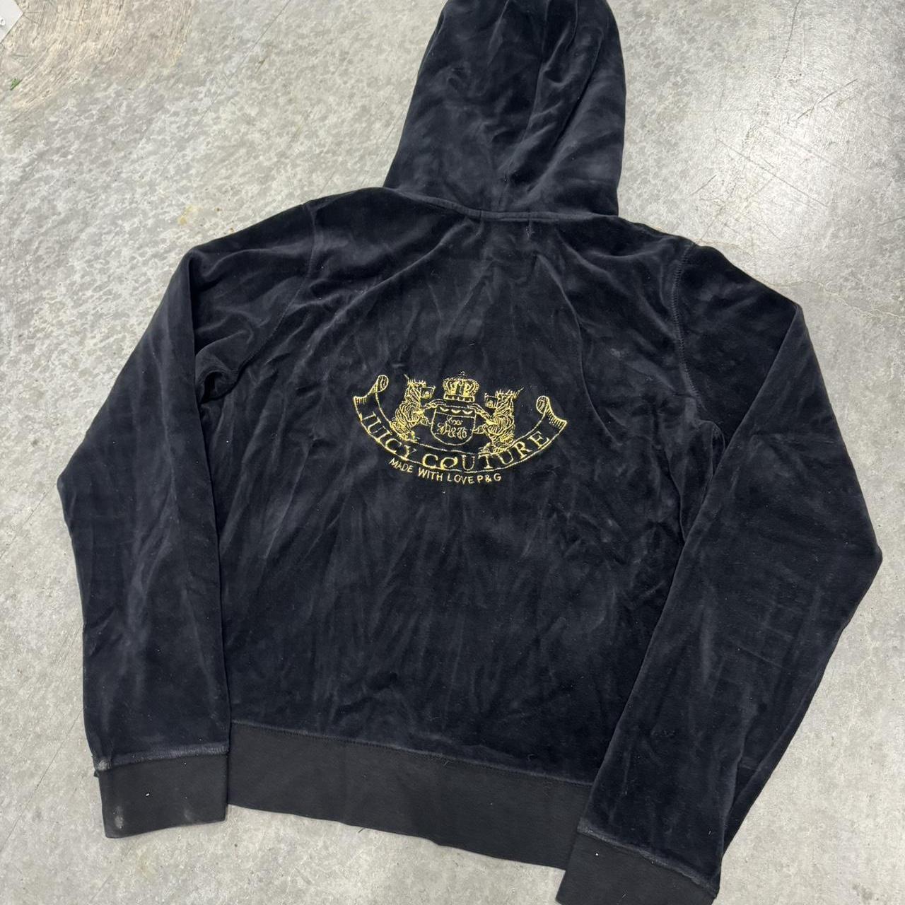 Y2K Vintage Juicy Couture Black Velour Track Jacket... | Depop