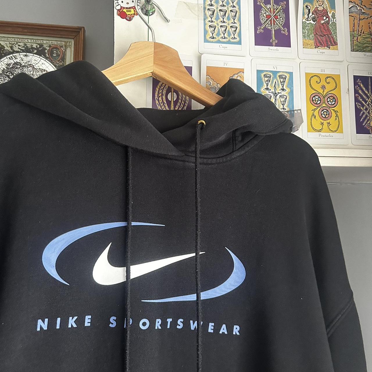 Nike mini swoosh black hoodie Size large Good... - Depop