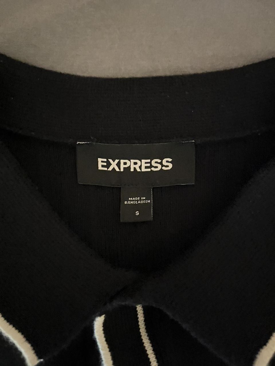 100% cotton black and white Express polo shirt - Depop
