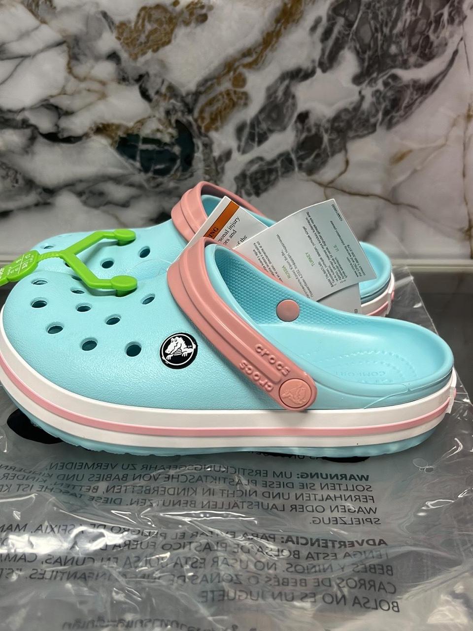 Crocs kids size 13 us ice blue /white - Depop