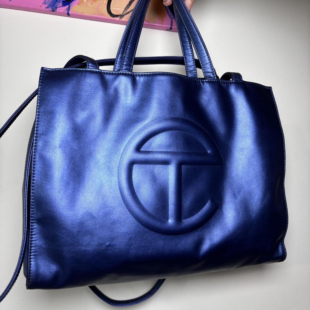 Medium Telfar metallic blue leather bag #vintage #y2 - Depop