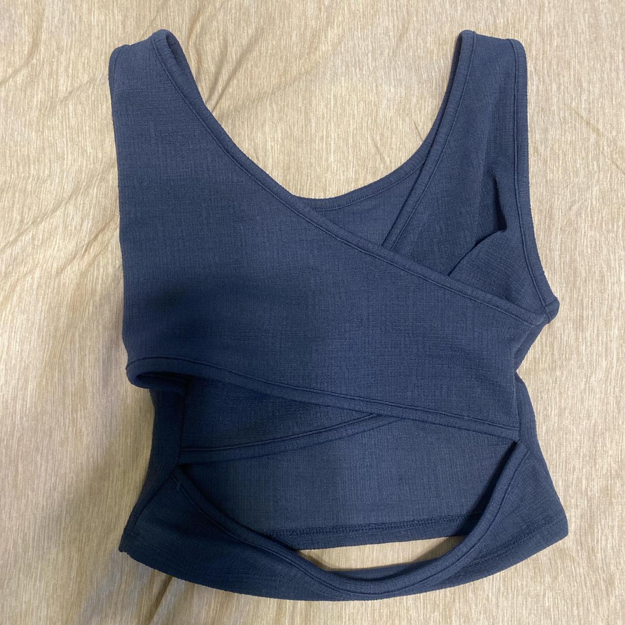 navy blue cropped open back tank top💙🌊 stretchy and... | Depop