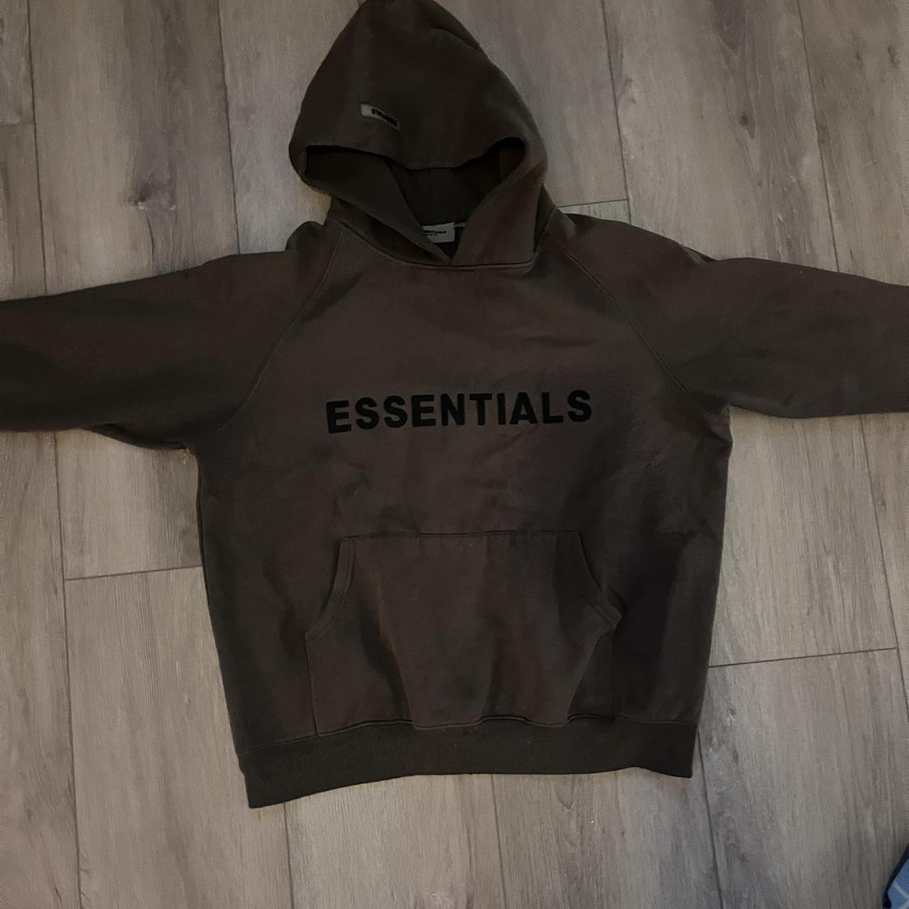 dark GREEN essentials hoodie - Depop
