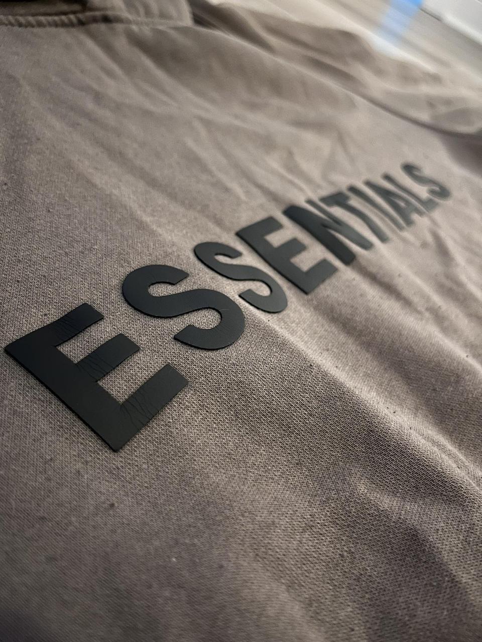 dark GREEN essentials hoodie - Depop