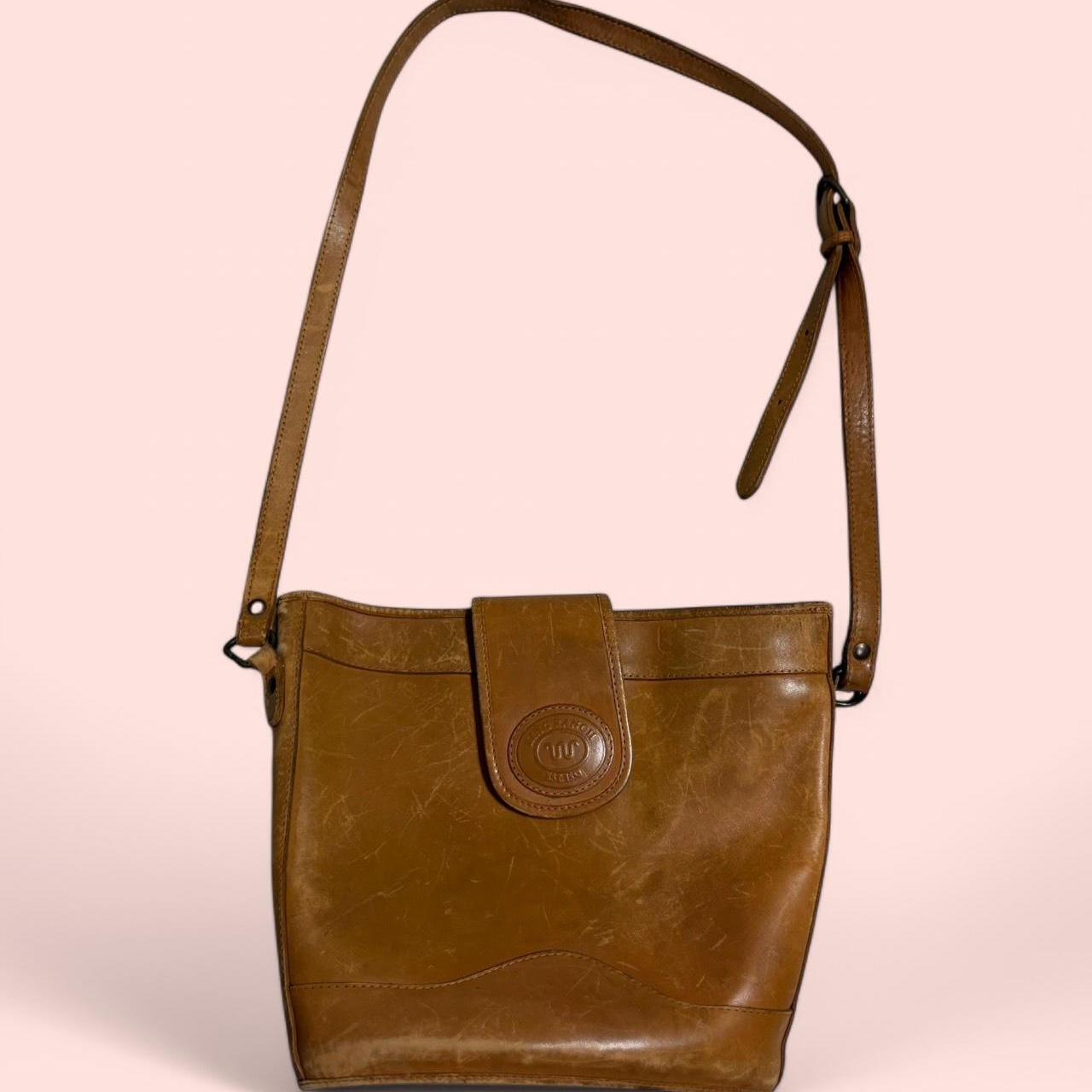 Vintage King Ranch Brown leather shoulder bag with... | Depop