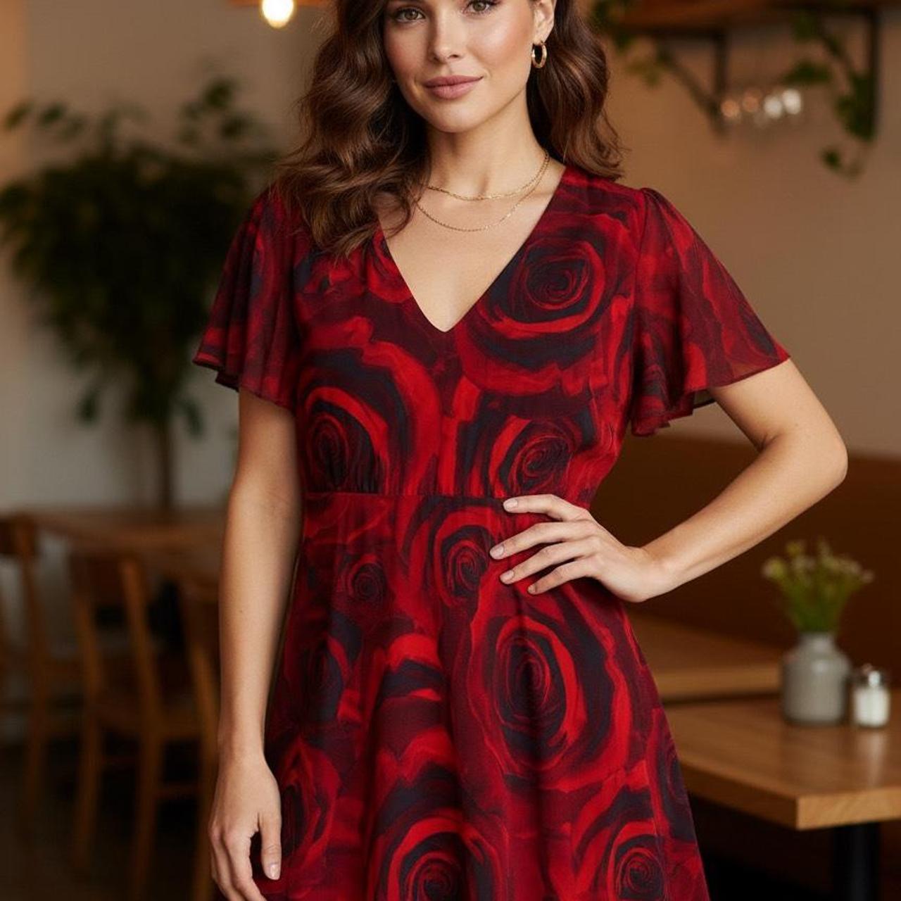 ALICE + Olivia Corwin Royal Rose Silk Dress Sz L/XL... | Depop