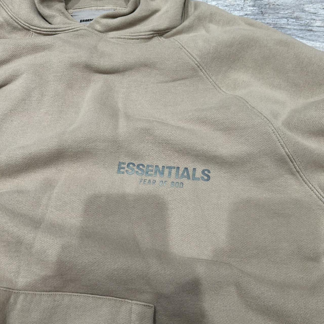Tan/Biege Essentials oversized hoodie with cropped... | Depop