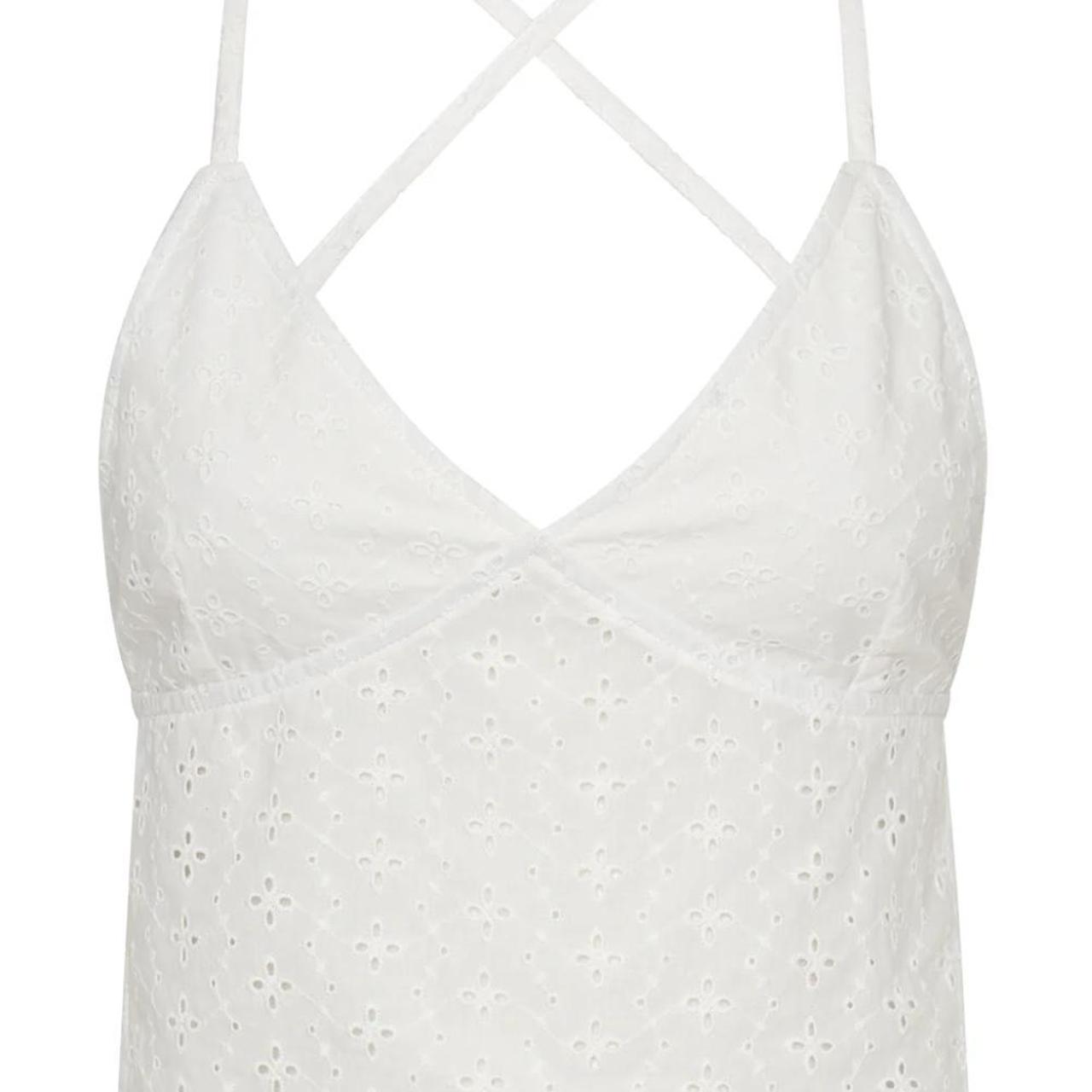 high rack studios white lace up back top, size xs/6... | Depop