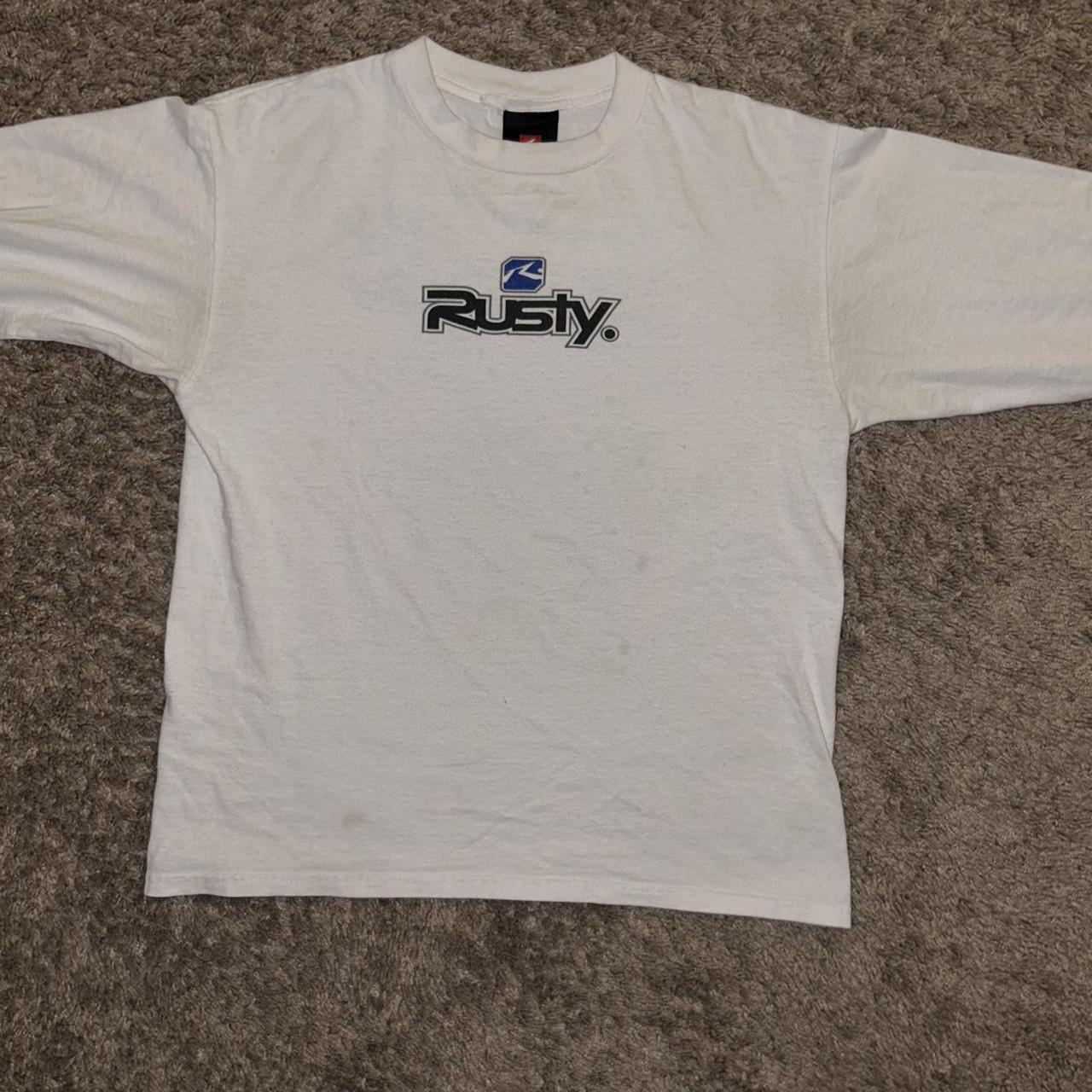 Vintage white, long sleeve rusty shirt Size Mens... | Depop