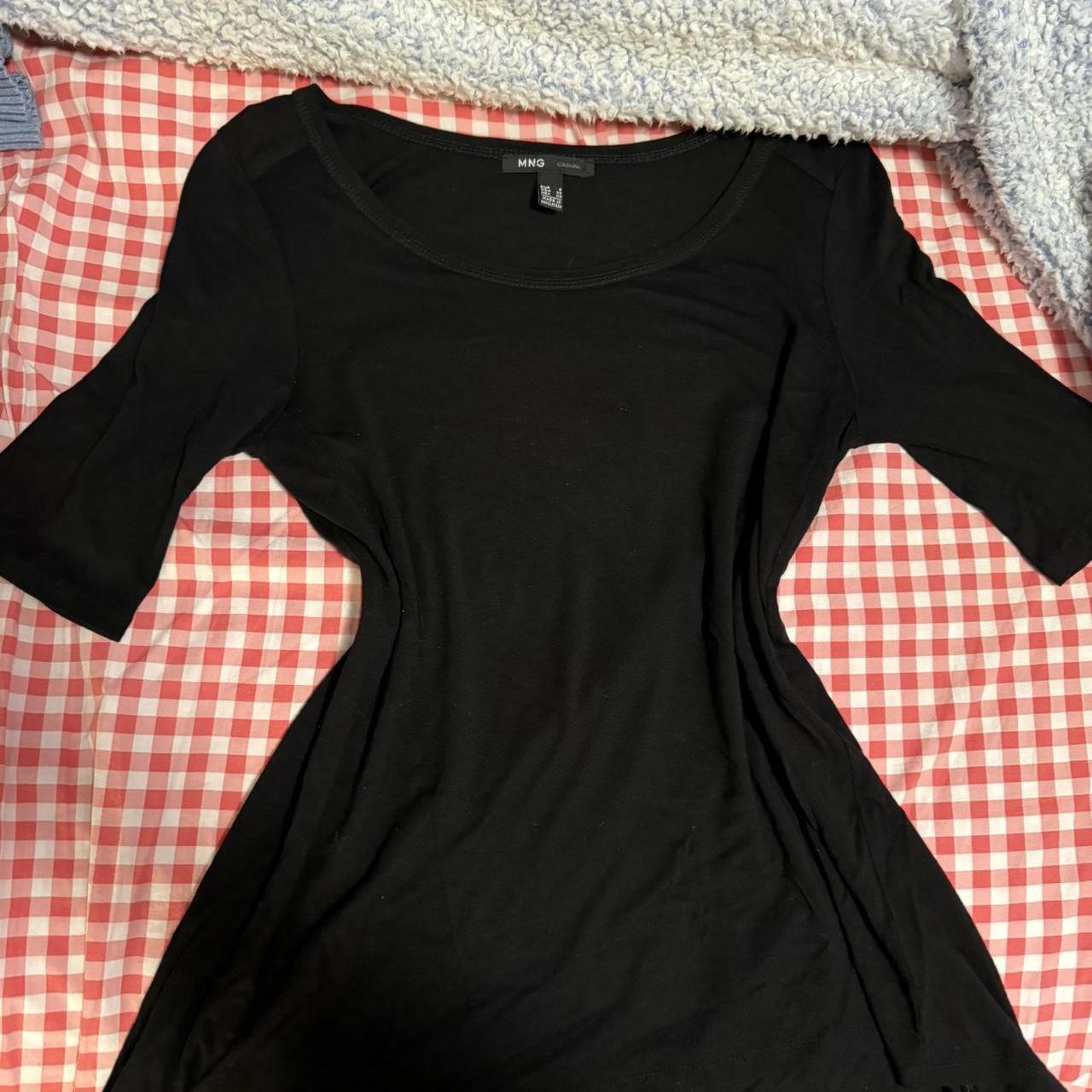 MNG Basic black top with 3/4th sleeve, a little... | Depop