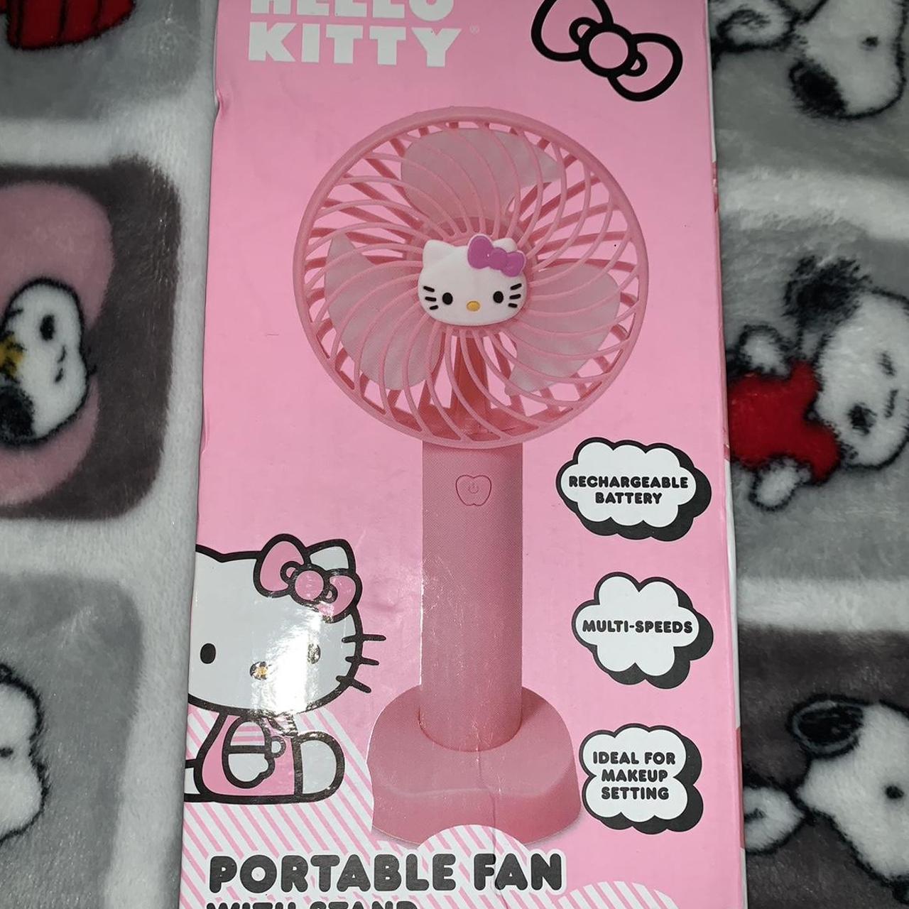 Hello Kitty Pink Portable Fan with stand Brand New:... | Depop