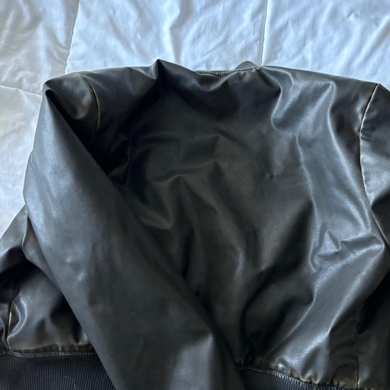 H&M leather jacket, slighting crop and inside is... | Depop