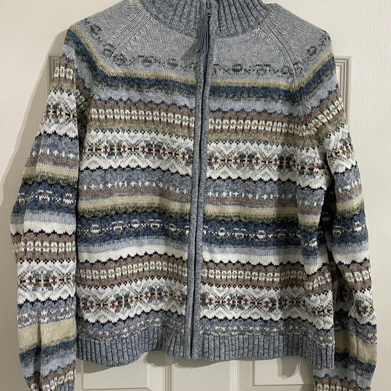 Tiara International Ice Blue knit zip sweater Fits... | Depop