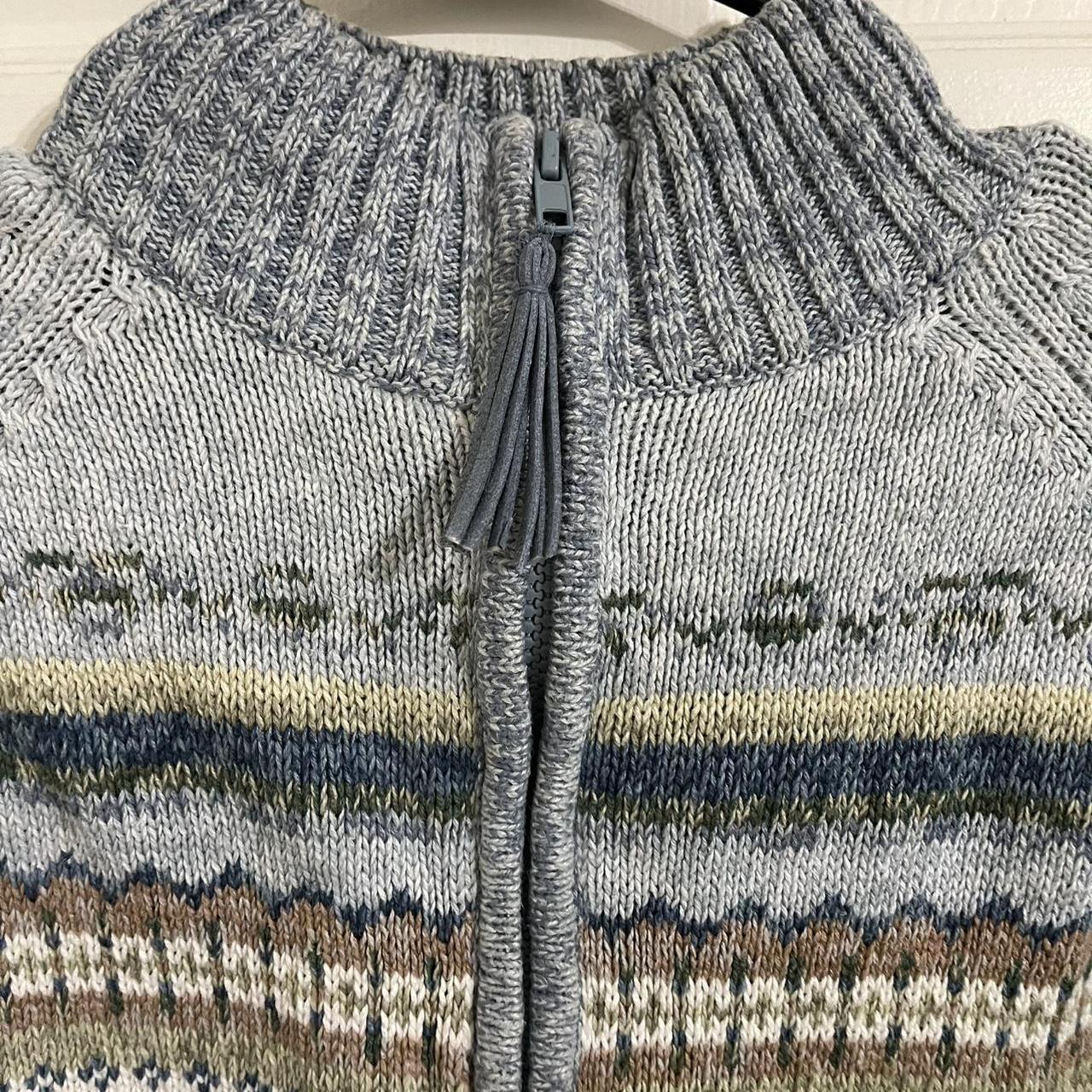 Tiara International Ice Blue knit zip sweater Fits... | Depop