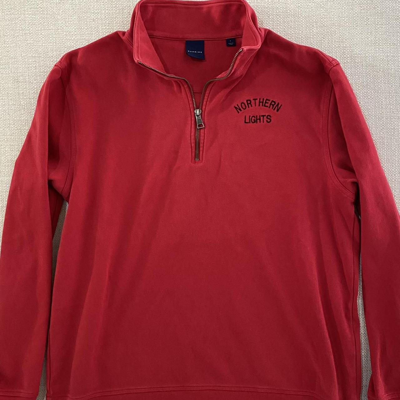 Vintage Red Dunning 1/4 zip sweatshirt with Northern... | Depop
