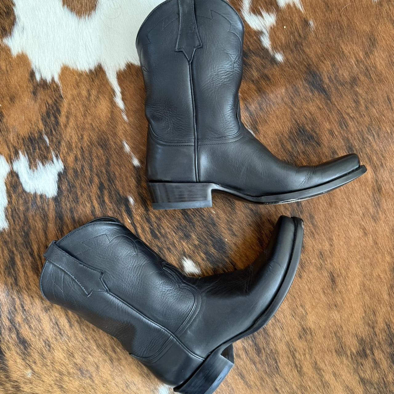 Boot Star Black Leather Cowboy Boots. Size 9D. True... | Depop