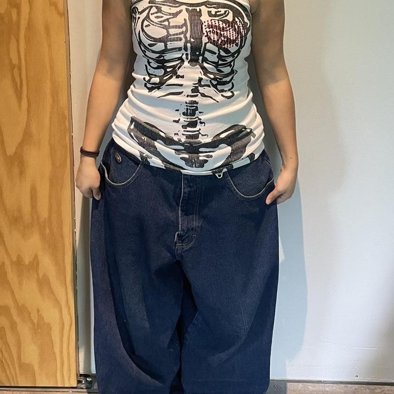 Tight ribbed white and black skeleton tank top with... | Depop