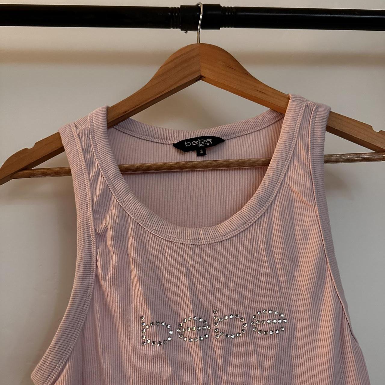 pink bebe rhinestone tank! size: M but super... | Depop