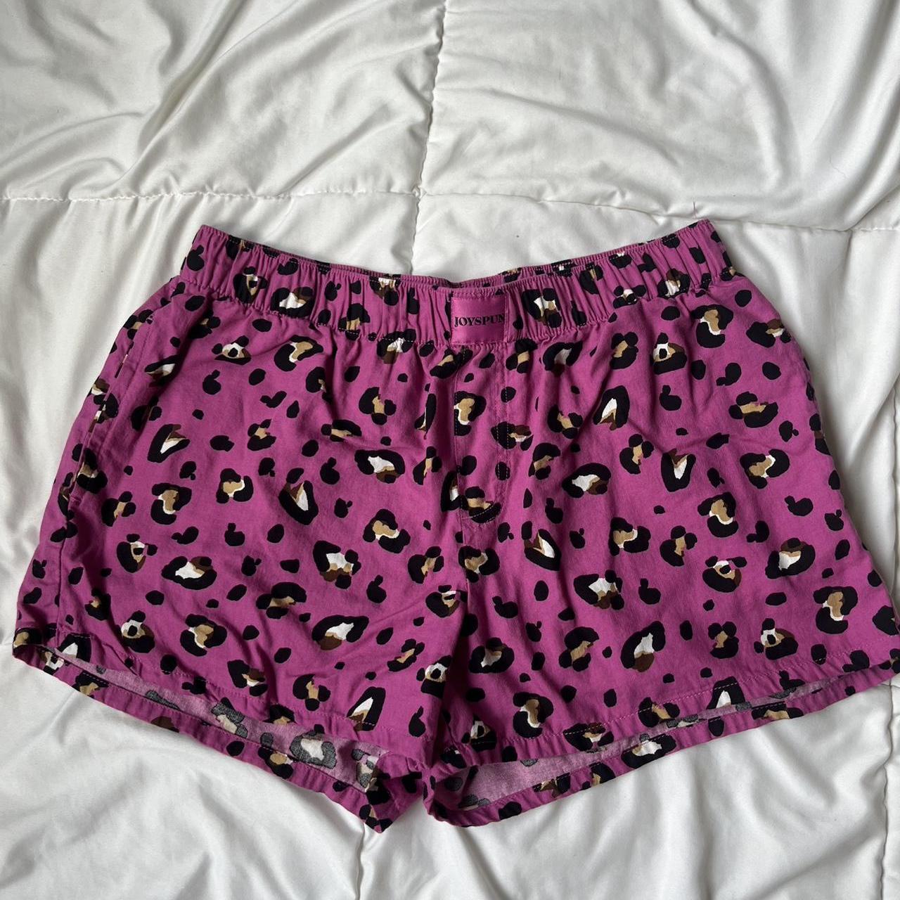JoySpun magenta pink and black leopard print boxer... | Depop