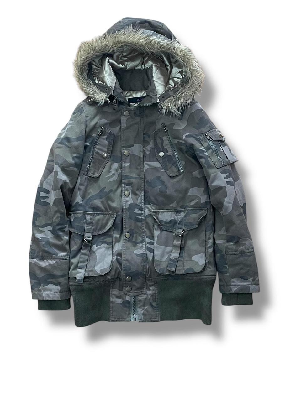 Japanese label clumzy camo fur hood jacket with... - Depop