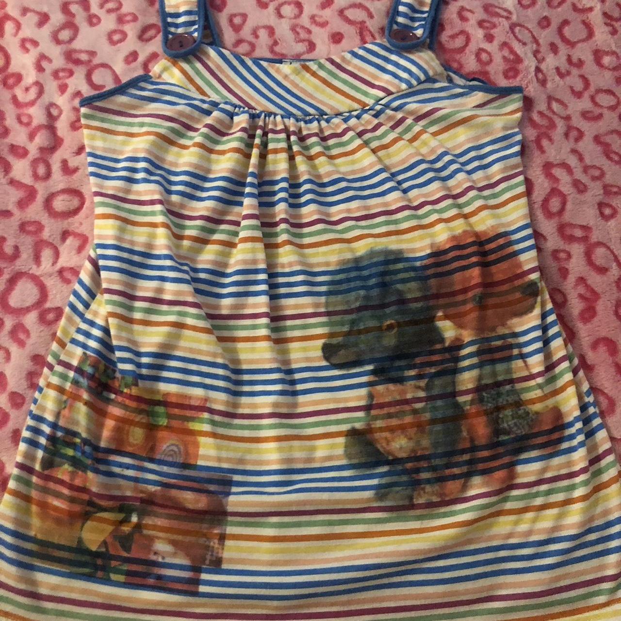 Super cute colorful striped top with buttons and... | Depop