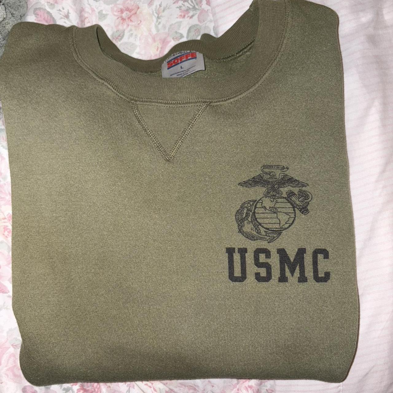 Thrifted USMC Crew Neck army green color Size L... | Depop