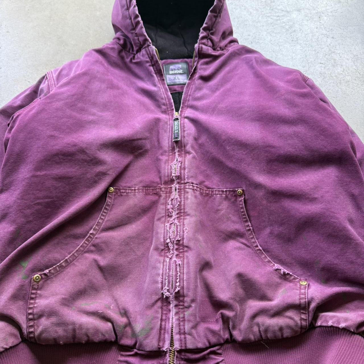 Vintage purple carhartt hooded jacket Size ~... | Depop