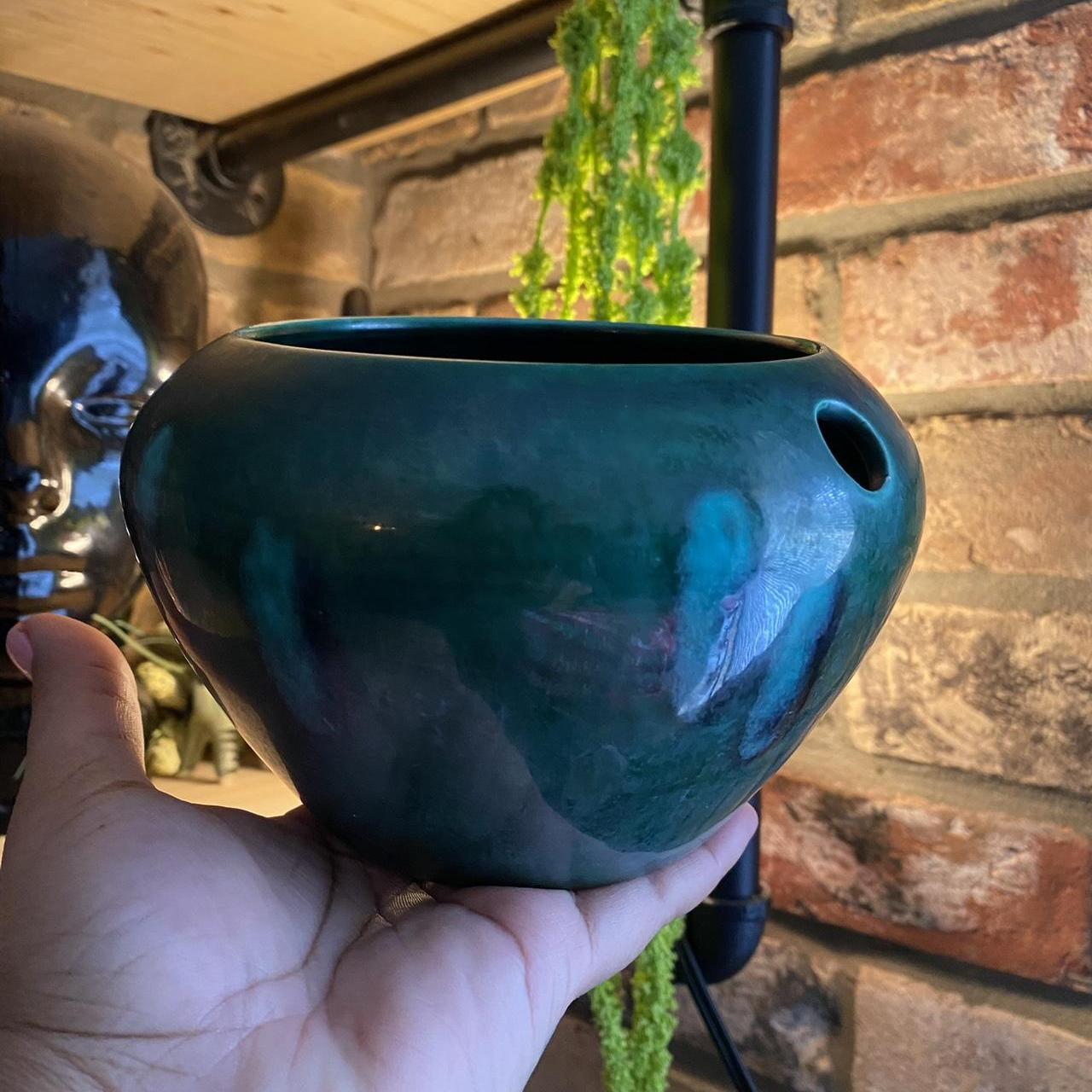 🌱 vintage emerald drip glaze planter 🌱 era: 1990s 🌱... | Depop