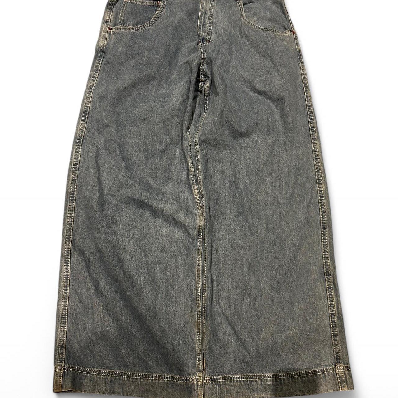 blue denim alab jeans with embroidered logo on back... | Depop