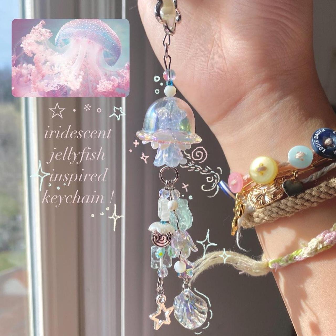 super majestical iridescent jellyfish keychain... | Depop