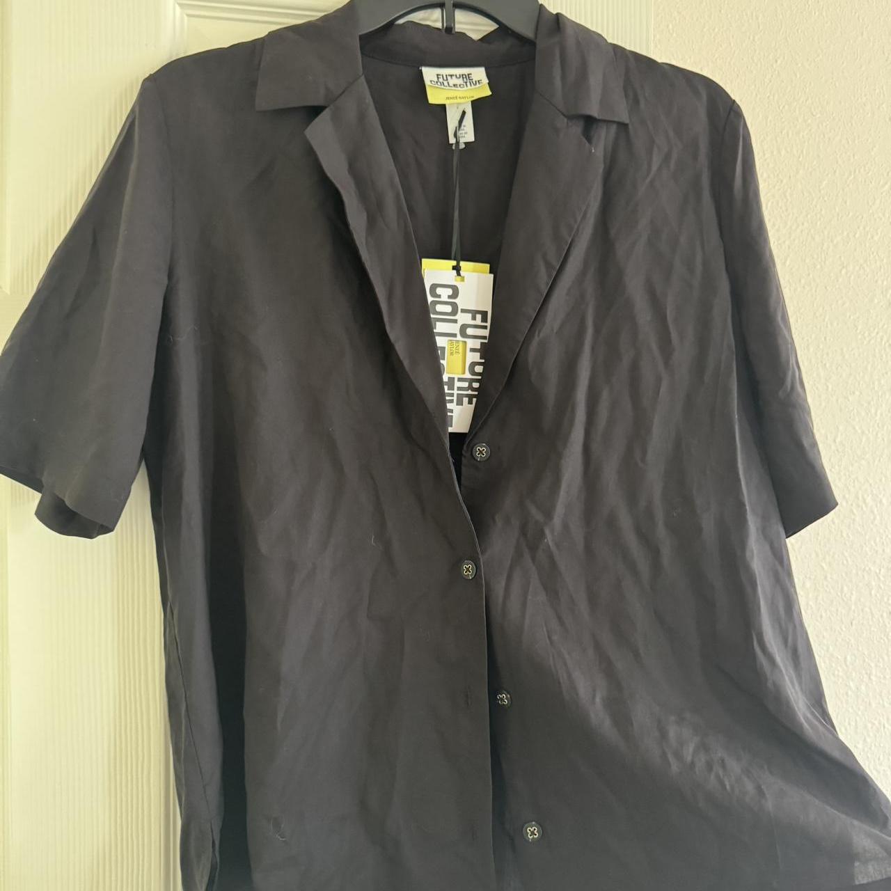 Black linen button-up shirt. Runs big. #linen #summer | Depop